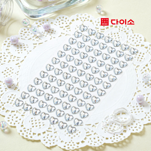 DAISO GEM HEART STICKER 10mm SILVER – ONTACT WORLD